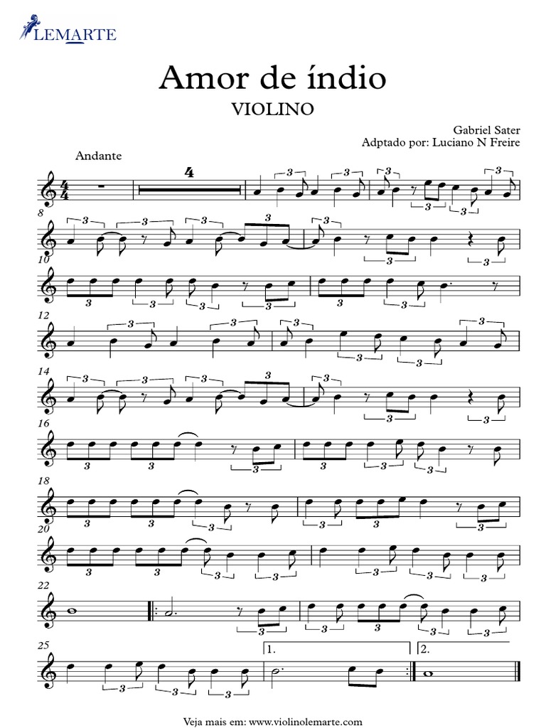 Partitura de "Amor de Índio" para Violino | PDF