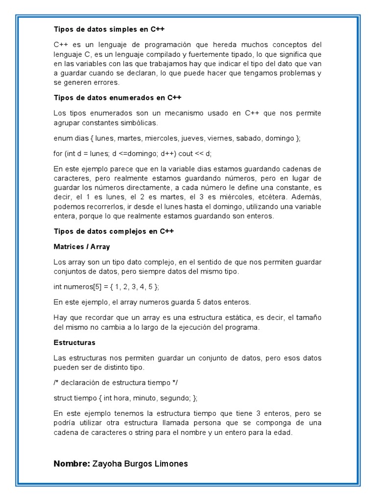 Tipos de Datos Simples en C | PDF