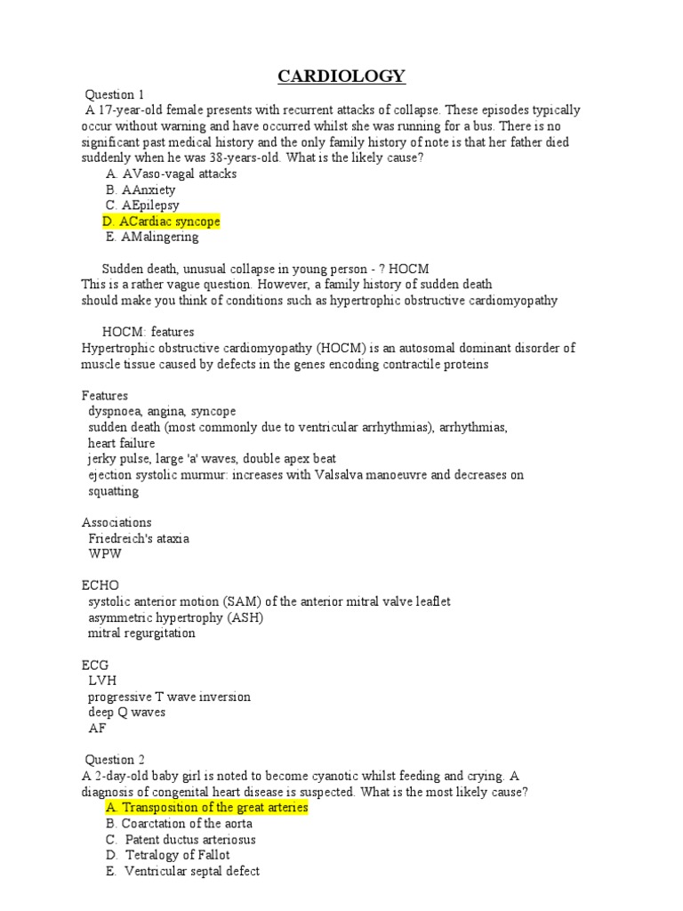 Cardiology Last | PDF | Percutaneous Coronary Intervention | Congenital ...