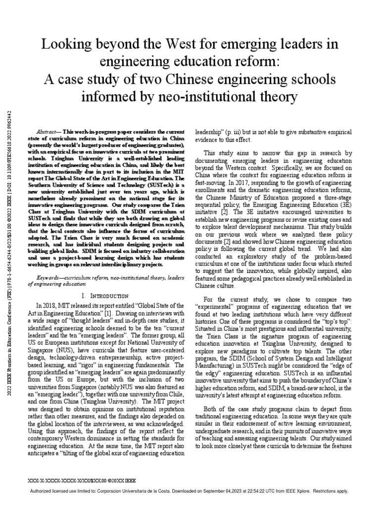 Looking Beyond The West For Emerging Leaders in Engineering Education ...