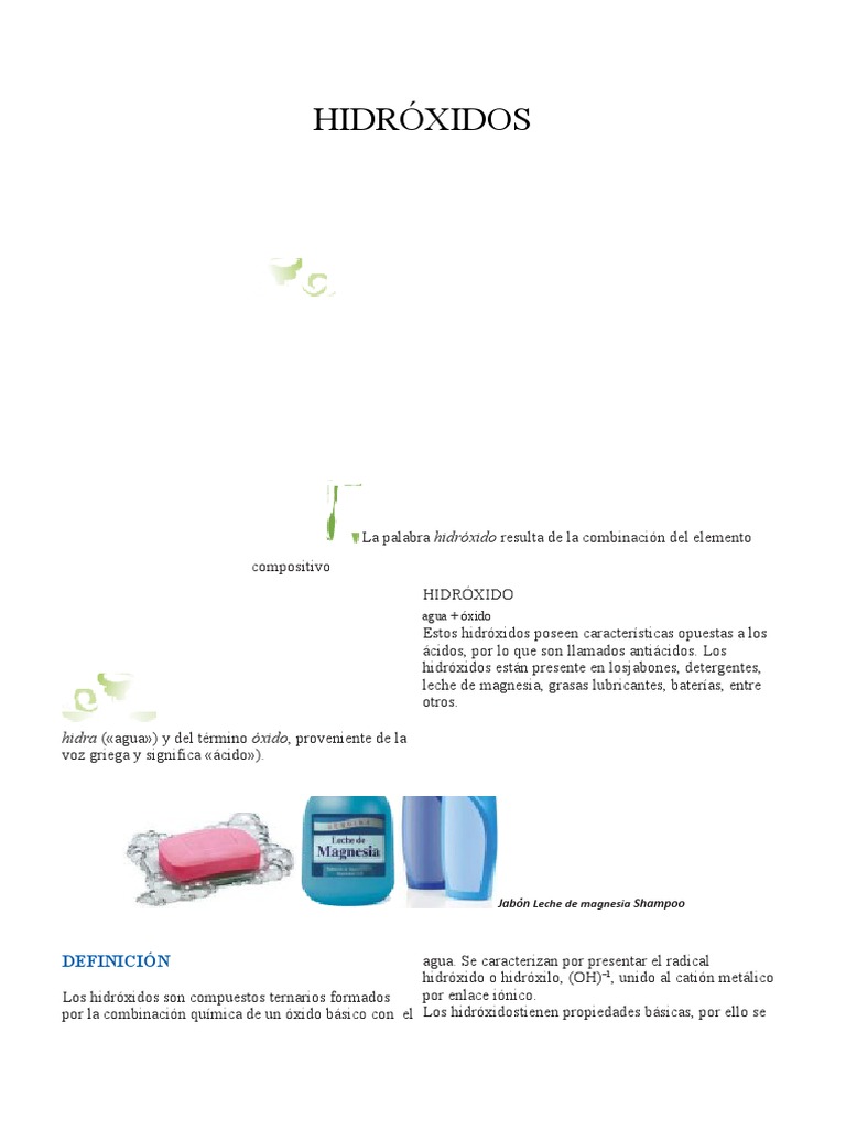 Ficha Hidróxidos-2do Año | PDF | Hidróxido | Ácido