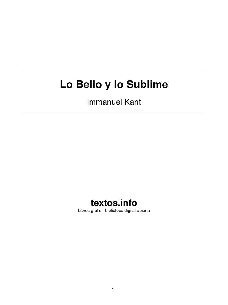 Immanuel Kant - Lo Bello y Lo Sublime | PDF | Virtud | Immanuel Kant