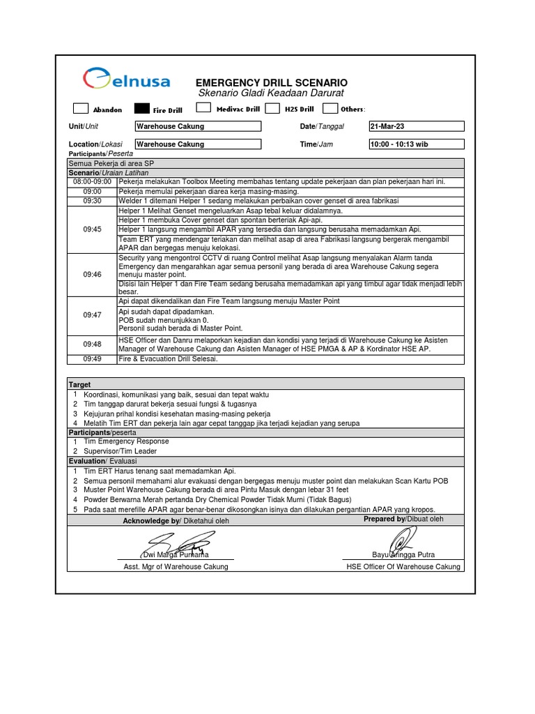 Fire & Evacuation Drill Serta Training Teknik Pemadaman Api | PDF