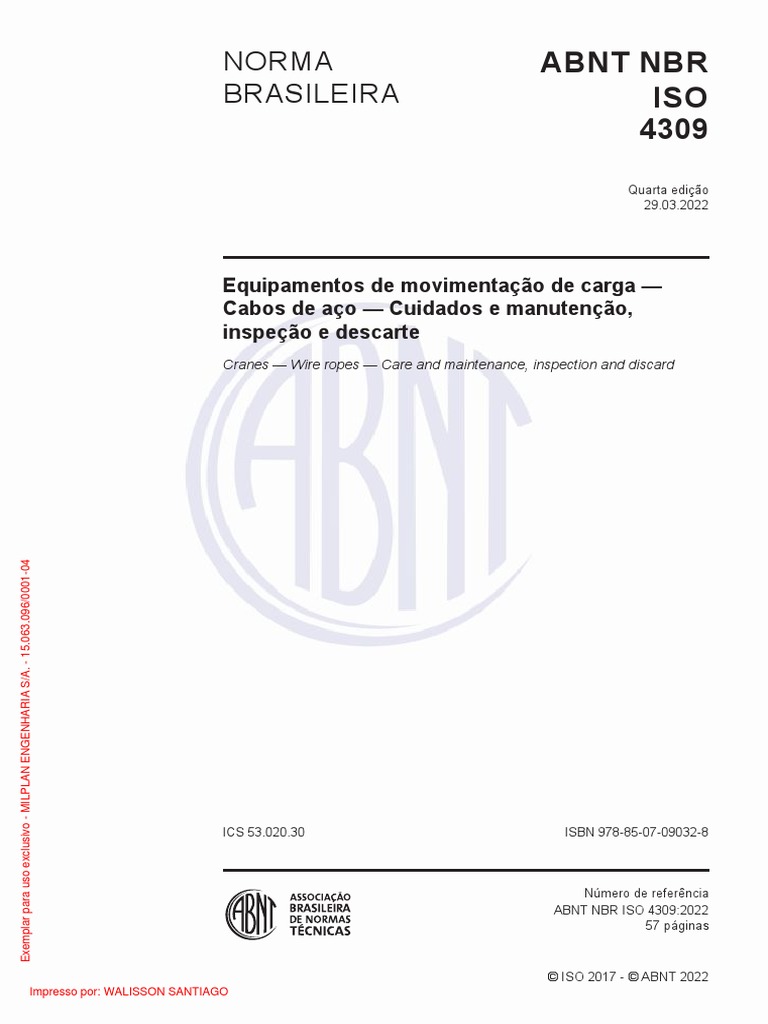 ABNT NBR ISO 4309 - 2022 - Equipamentos de Movimentação de Carga ...