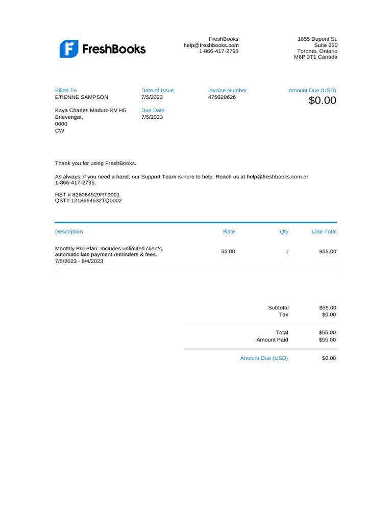 Freshbooks Receipt 3402547990 | PDF