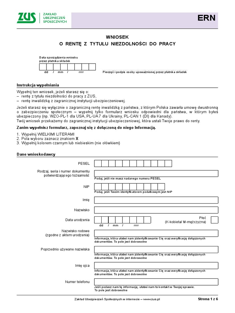 Przyznanie Renty Wniosek+info | PDF