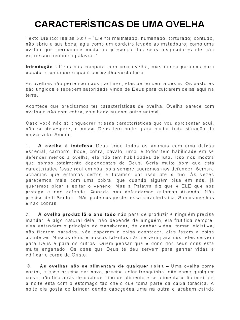 Características Das Ovelhas | PDF | Presente espiritual | Bode