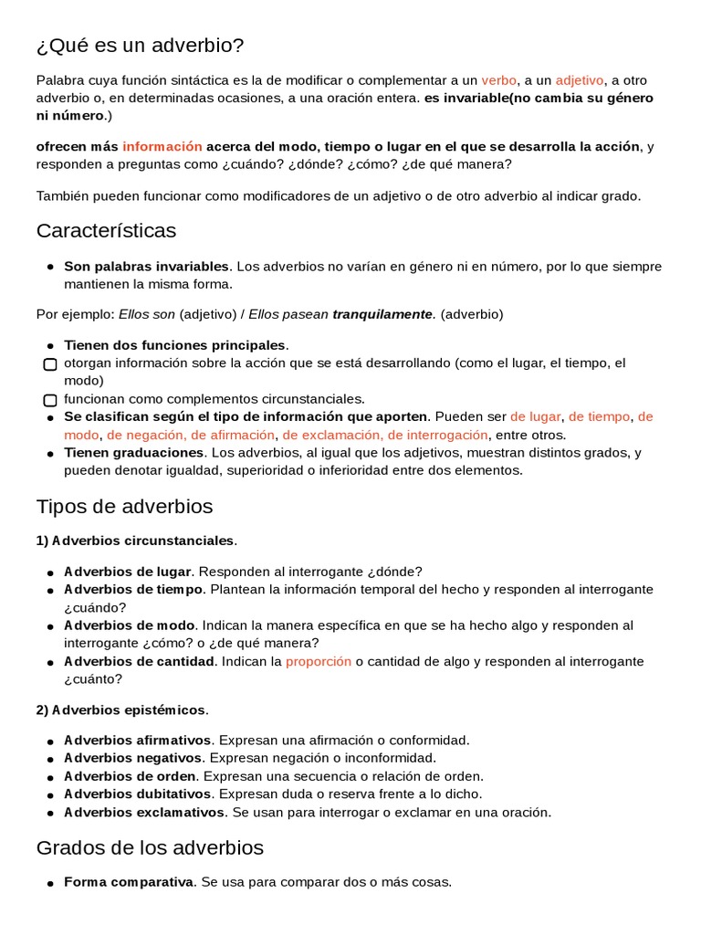 Guía Completa de Adverbios y Tipos | PDF | Adverbio | Ciencia cognitiva