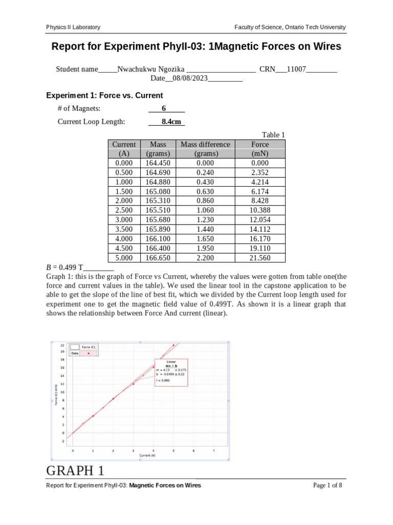 Magnetic Forces on Wires Experiment Report | PDF | Teaching Methods ...