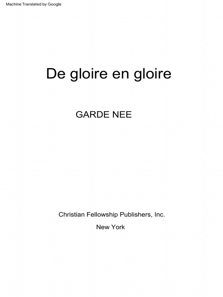De Gloire en Gloire: Garde Nee | PDF | Dieu | Création (Bible)