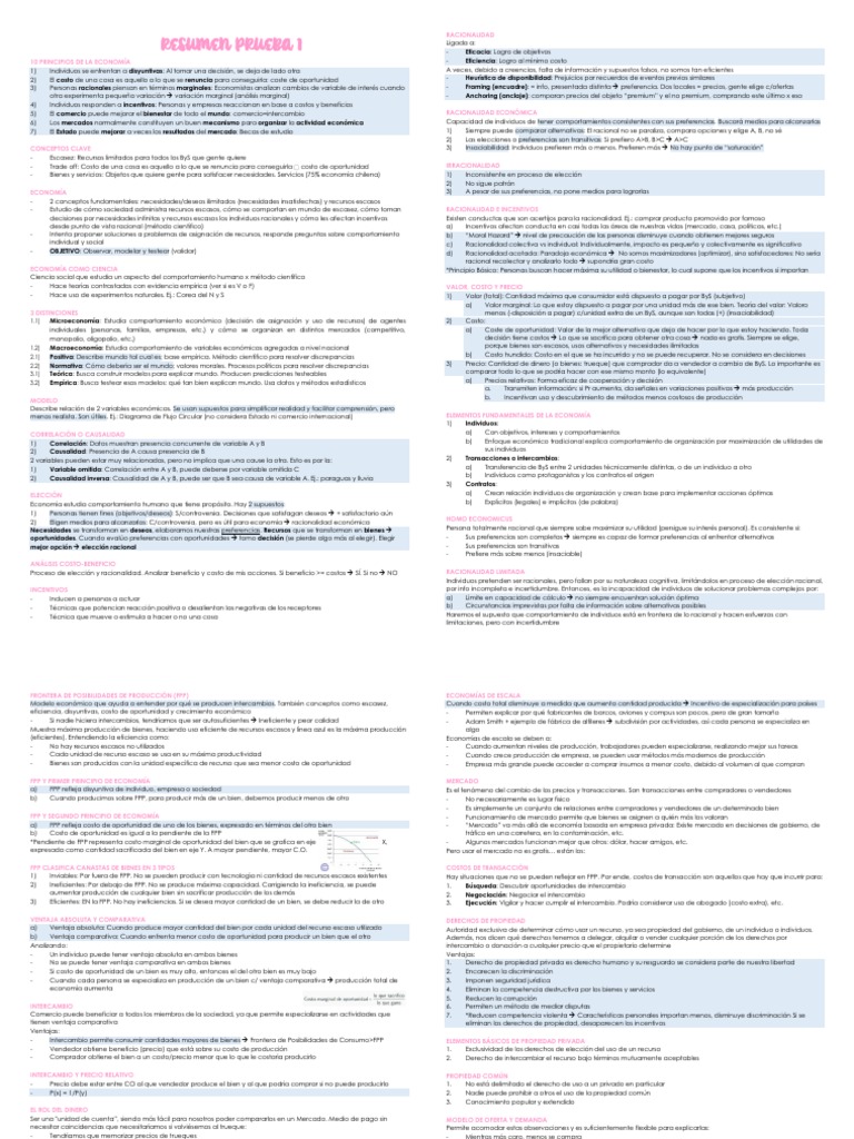 Resumen Examen Micro | PDF | Oferta y demanda | Mercado (economía)