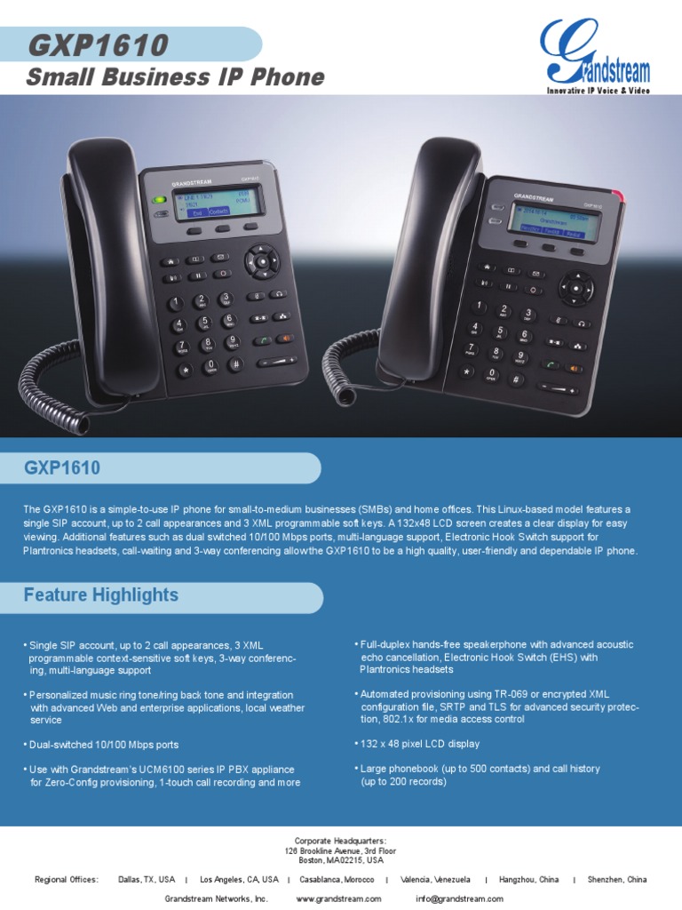 Gxp1610 Brochure English Pdf Session Initiation Protocol Computer Networking