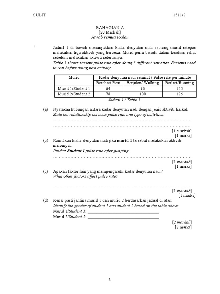 Identify The Gender of Student 1 and Student 2 Based On The Table Above | PDF