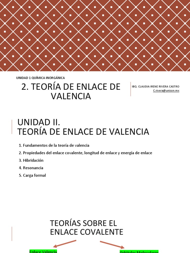 Teoría Enlace Valencia | PDF | Enlace químico | Enlace covalente