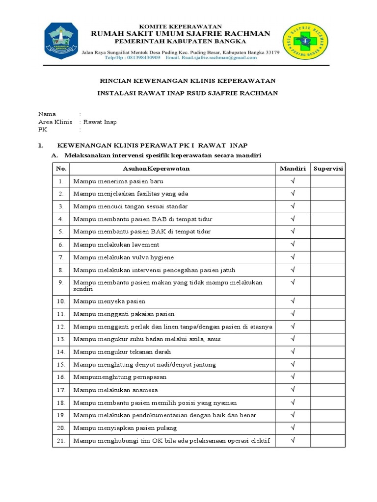 (Verif) RKK Perawat Ranap PK 1-3. | PDF