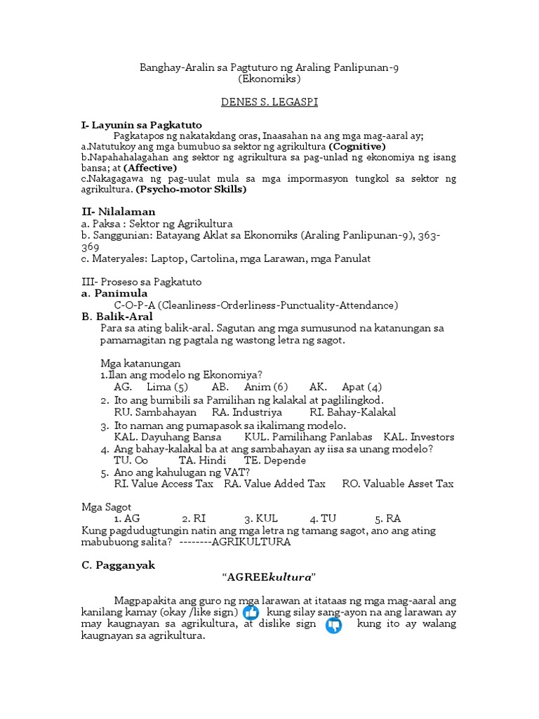 Banghay Aralin Sa Pagtuturo NG Araling Panlipunan 9 | PDF Banghay Aralin Sa Pagtuturo NG Araling Panlipunan 9 | PDF