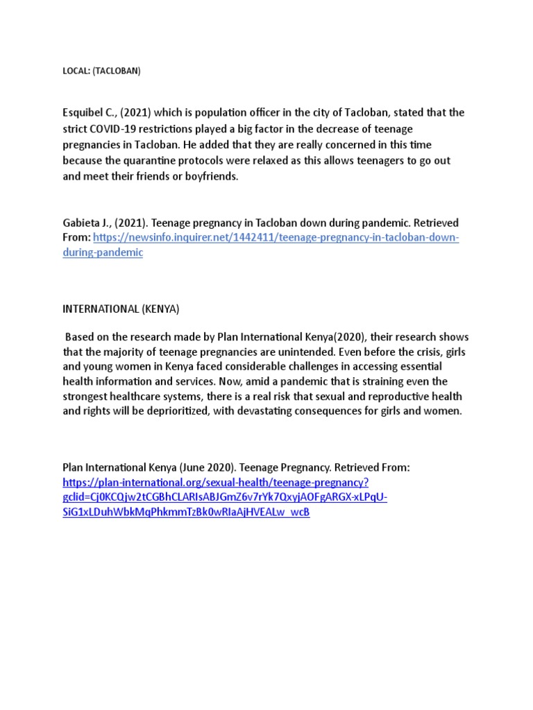 Teenage Pregnancy RRL | PDF