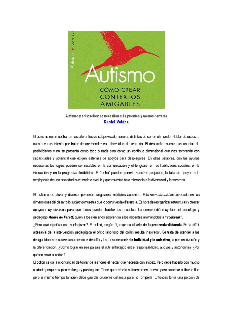 Autismo y Educación - Daniel Valdez | PDF