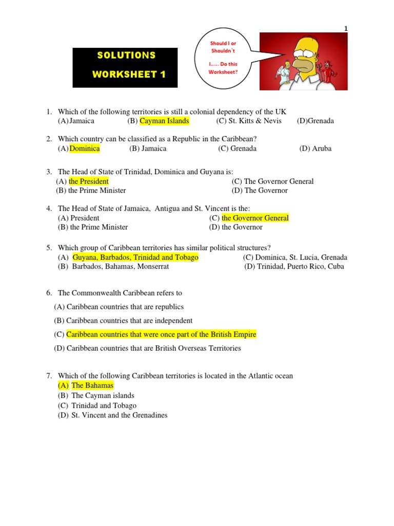 Worksheet 1 - 2024-1 | PDF | Caribbean | Lesser Antilles