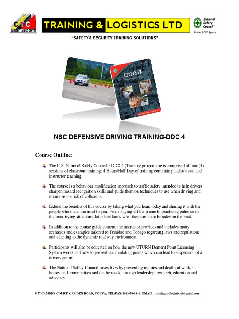 NSC-TLL Defensive Driving 4 HR Course Outline | PDF | Driving | Traffic ...