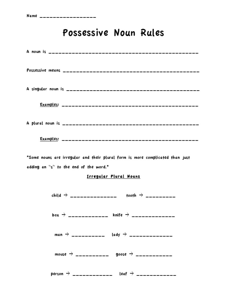 Possessive Noun Rules | PDF