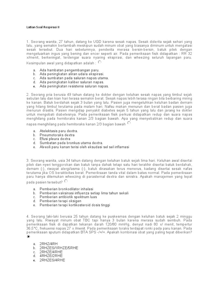Soal Latihan Respi II | PDF