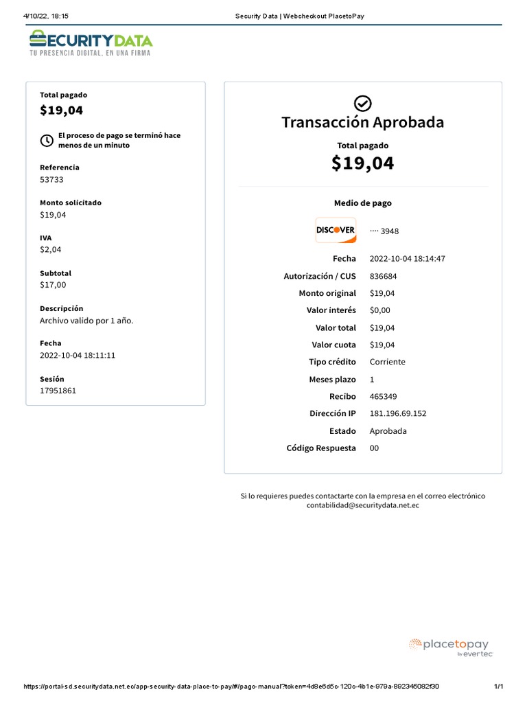 Confirmación de Pago Aprobado | PDF | Informática | Industrias de servicio