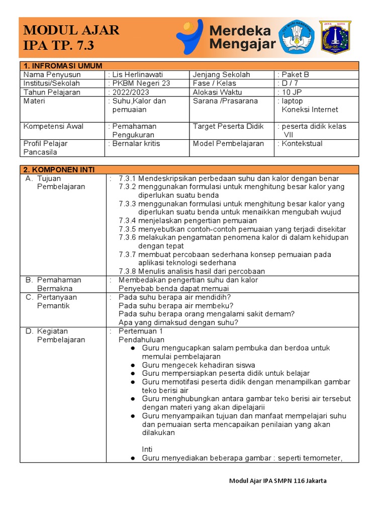 Modul Ajar 7.3 | PDF