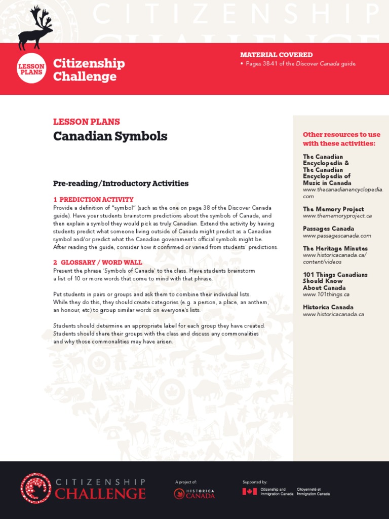 Understanding Canadian Symbols | PDF | Lesson Plan | Learning