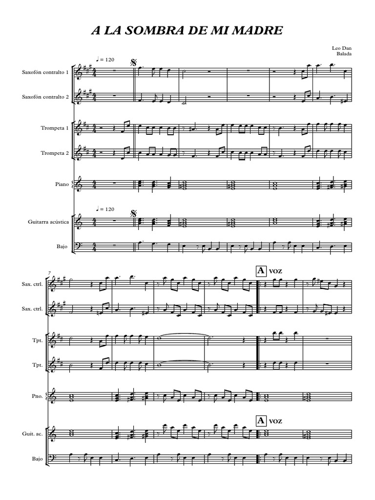 A LA SOMBRA DE MI MADRE - Partitura Completa | PDF