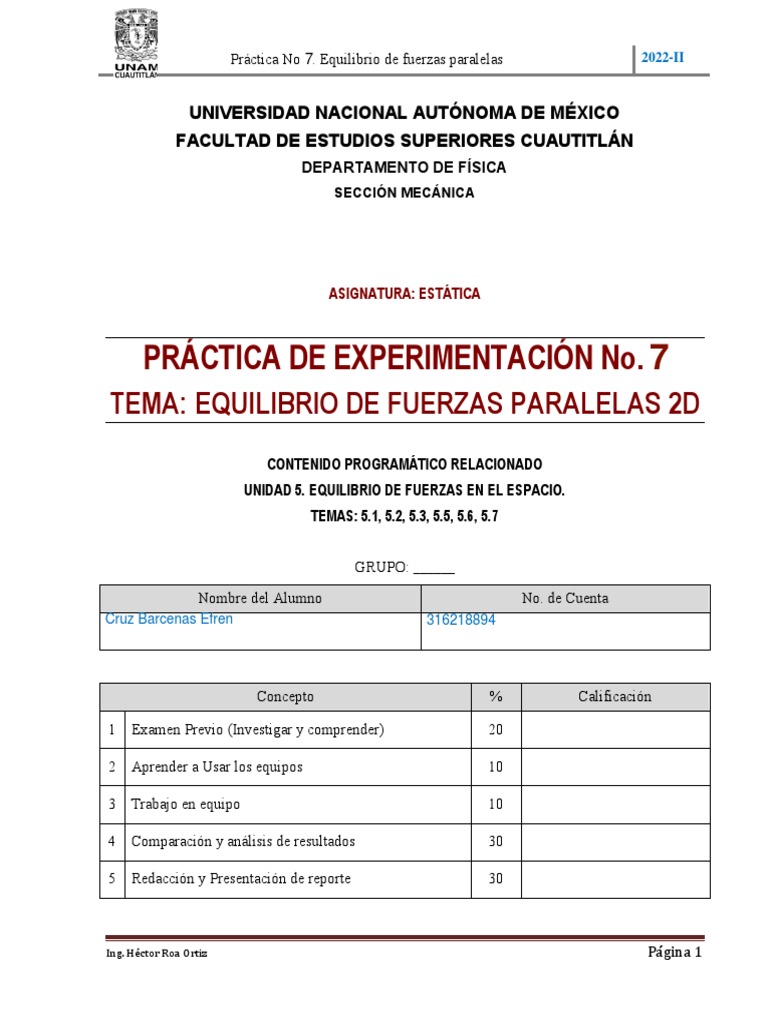 practica 3 Estatica | PDF
