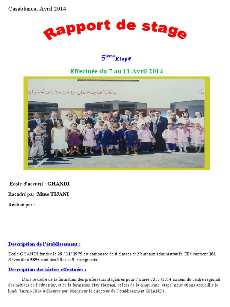 Stage de formation à l'école Ghandi | PDF