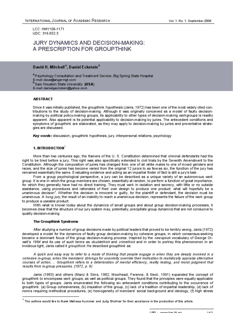 Jury Dynamics and Decision Making | PDF | Consensus Decision Making ...