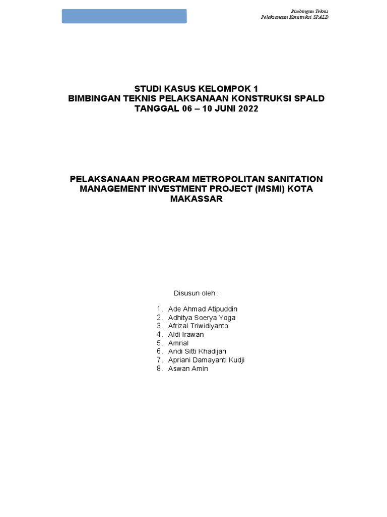 Studi Kasus Kelompok 1 Pelaksanaan SPALD | PDF