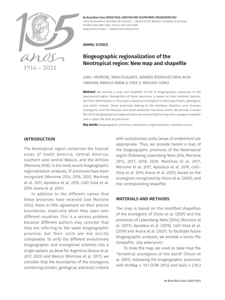 Biogeographic Regionalization of The Neotropical Region New Map and ...
