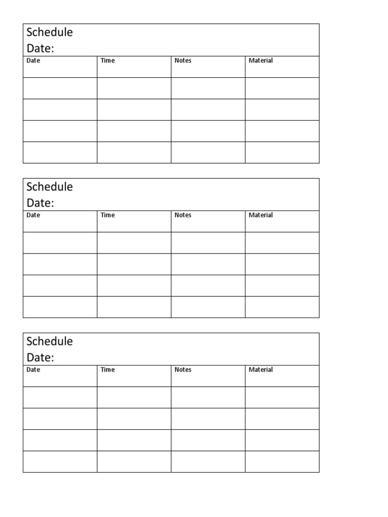 Schedule Chart PDF