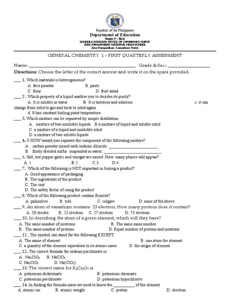 N Chem | PDF | Mole (Unit) | Chemical Elements
