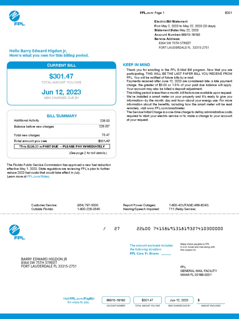 Current Bill: Hello Barry Edward Higdon JR | PDF | Transaction Account ...