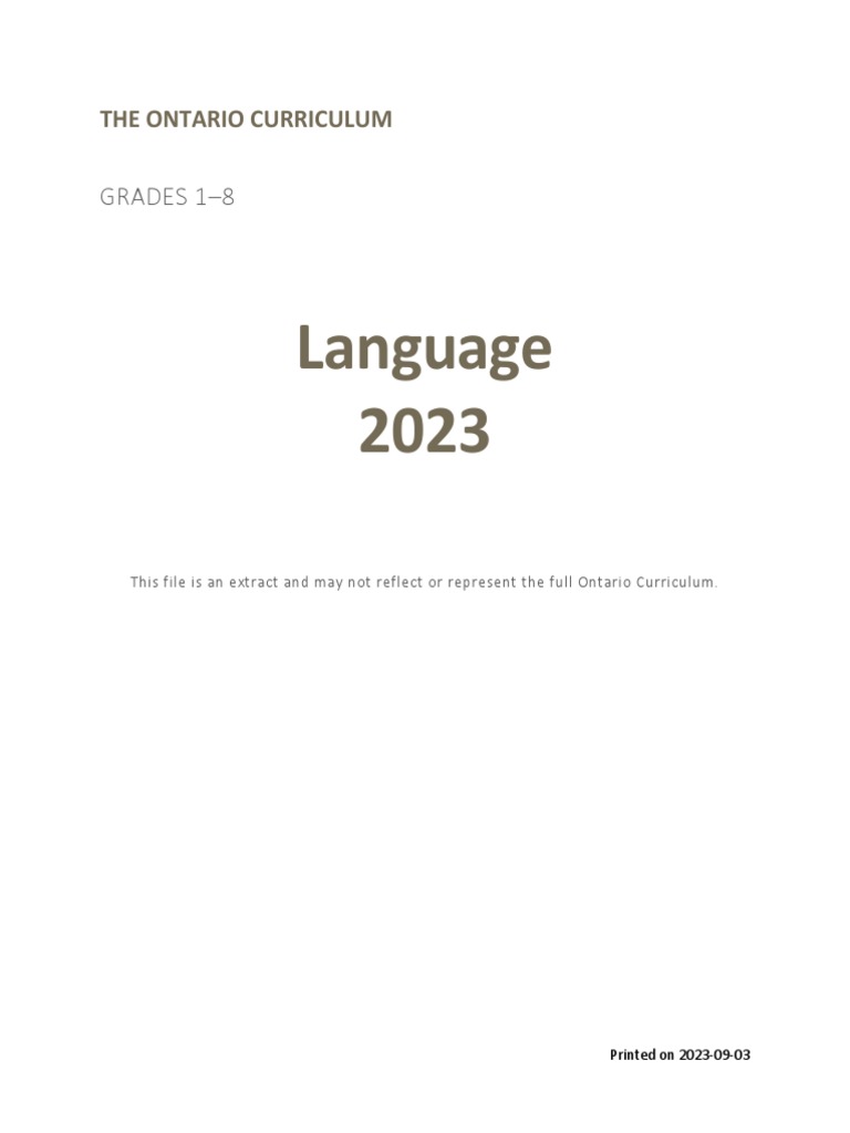 Language 2023 | PDF | Educational Assessment | Curriculum