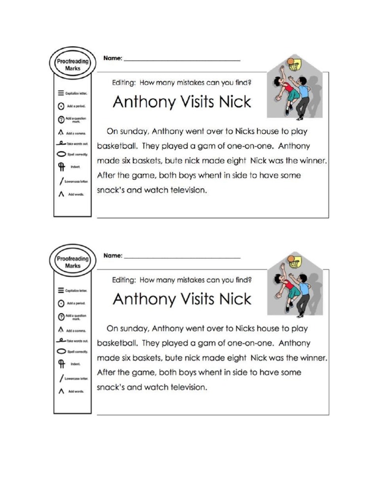 Editing Worksheet | PDF
