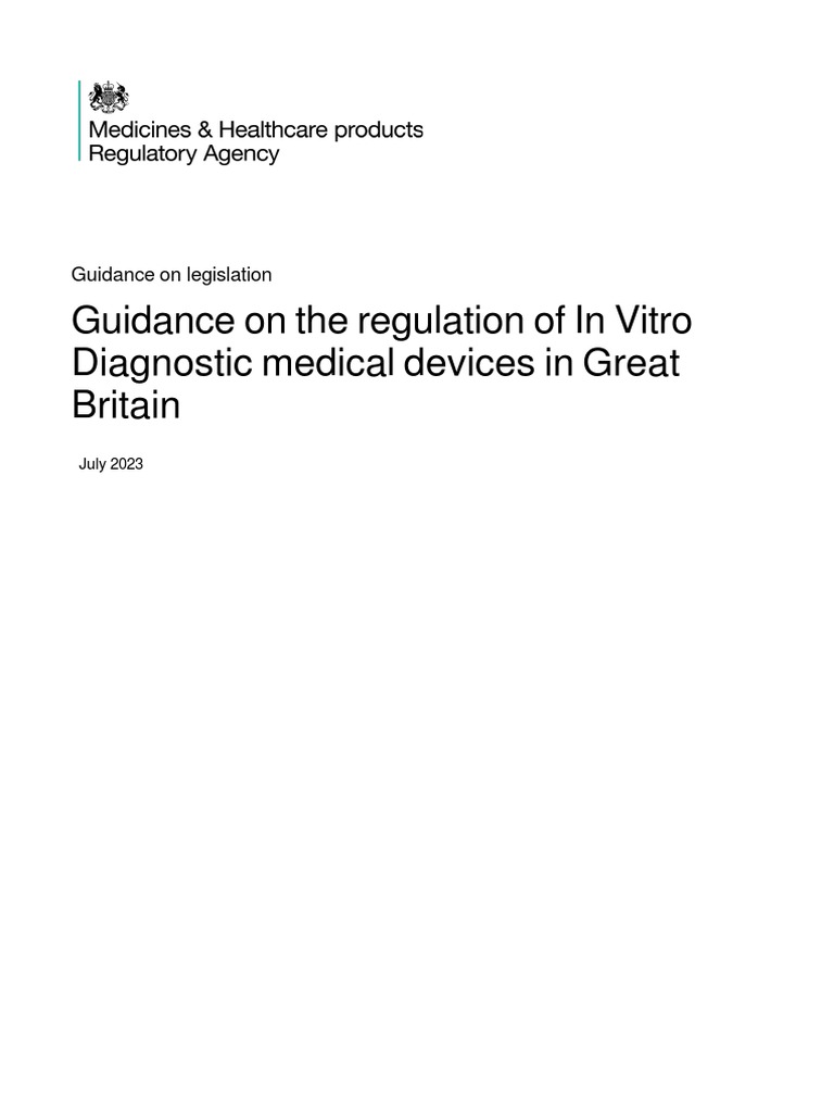 Guidance On The Regulation of IVD Medical Devices in GB | PDF
