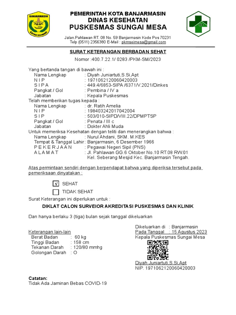 SURAT SEHAT Fix | PDF
