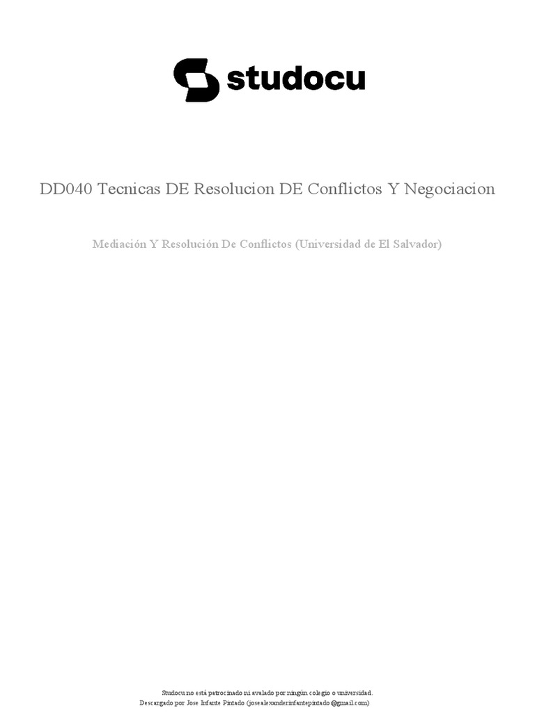 dd040 Tecnicas de Resolucion de Conflictos y Negociacion | PDF