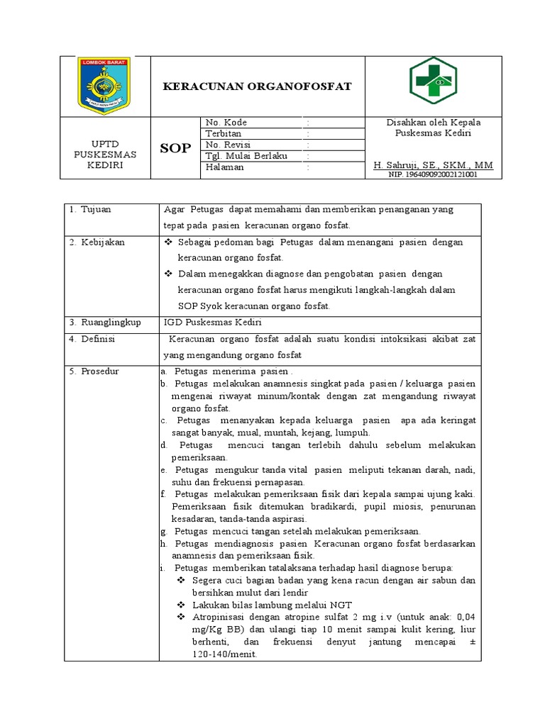 SOP Keracunan Organofosfat | PDF