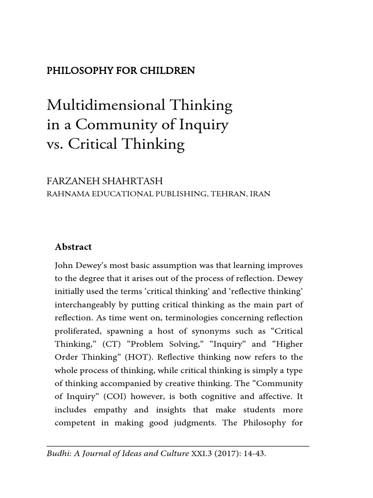 Multidimensional Thinking | PDF | Thought | Critical Thinking