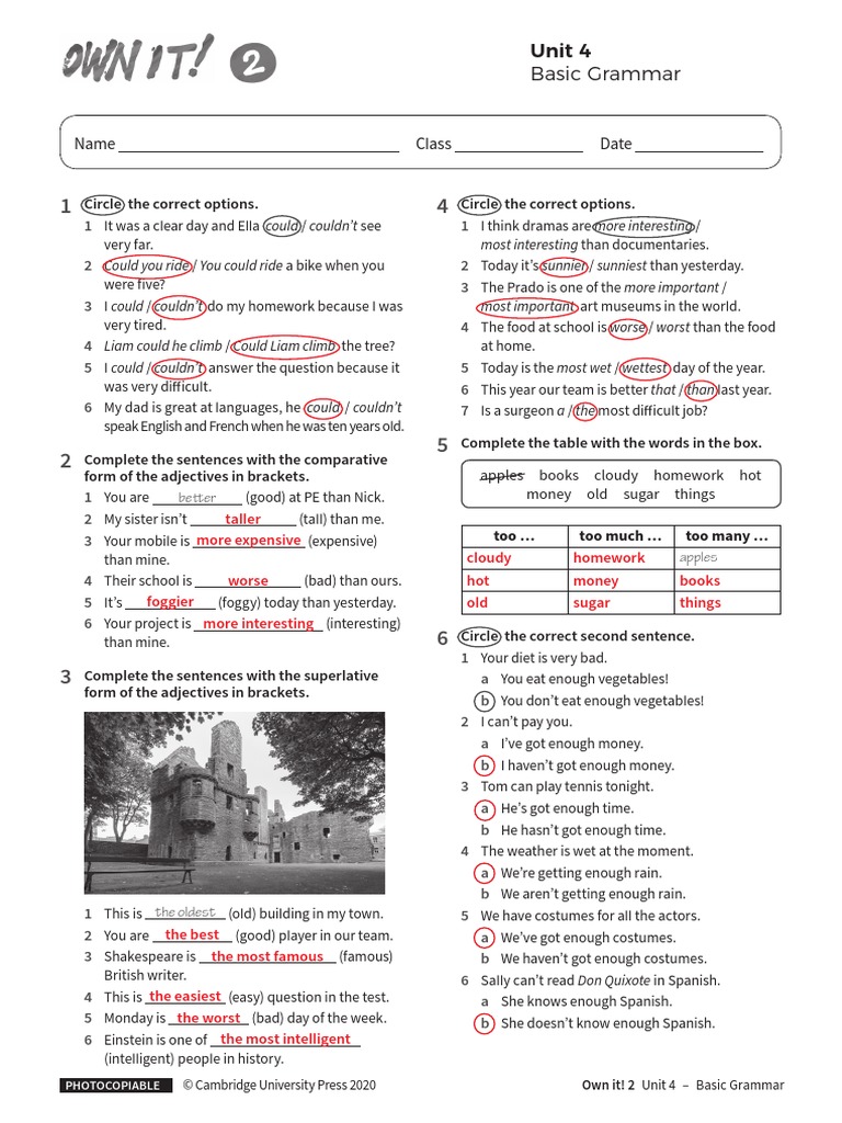 Basic Grammar Unit4 With Answers | PDF | Grammar | Human Communication