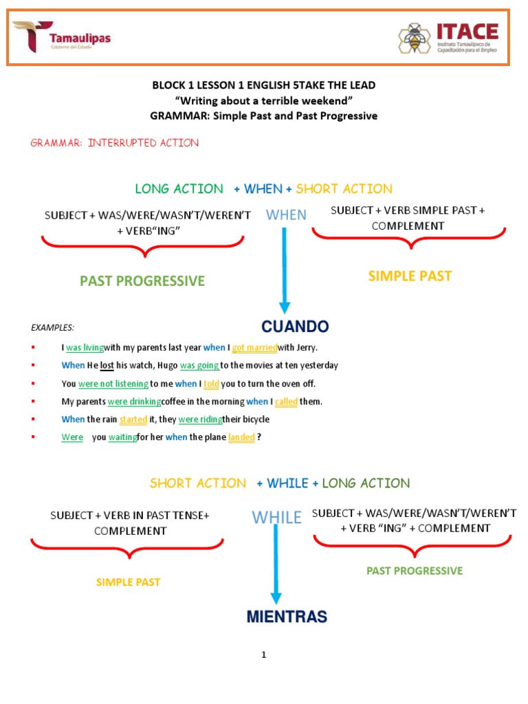 Block 1 Lesson 1 English 5 2023 2024 230829 123254 Pdf Verb Syntax