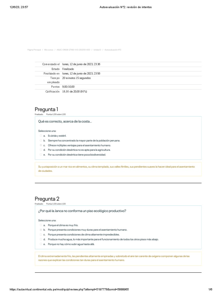 Autoevaluación N°2 - Medio Ambiente | PDF | Perú | Clima