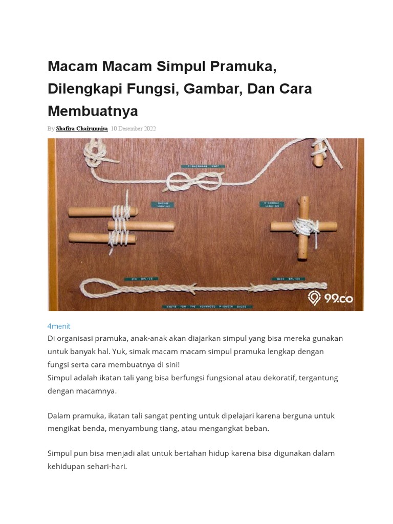 Macam Macam Simpul Pramuka | PDF | Griya & Taman