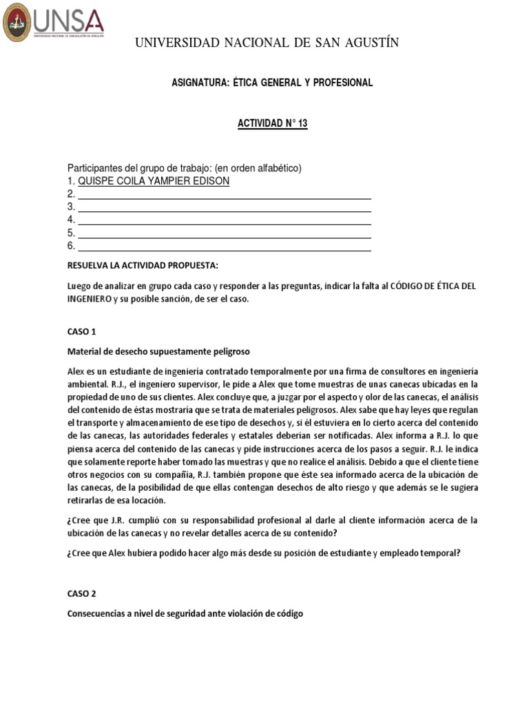 Actividad #13 - Codigos de Ética | PDF | Marketing | Ingeniería